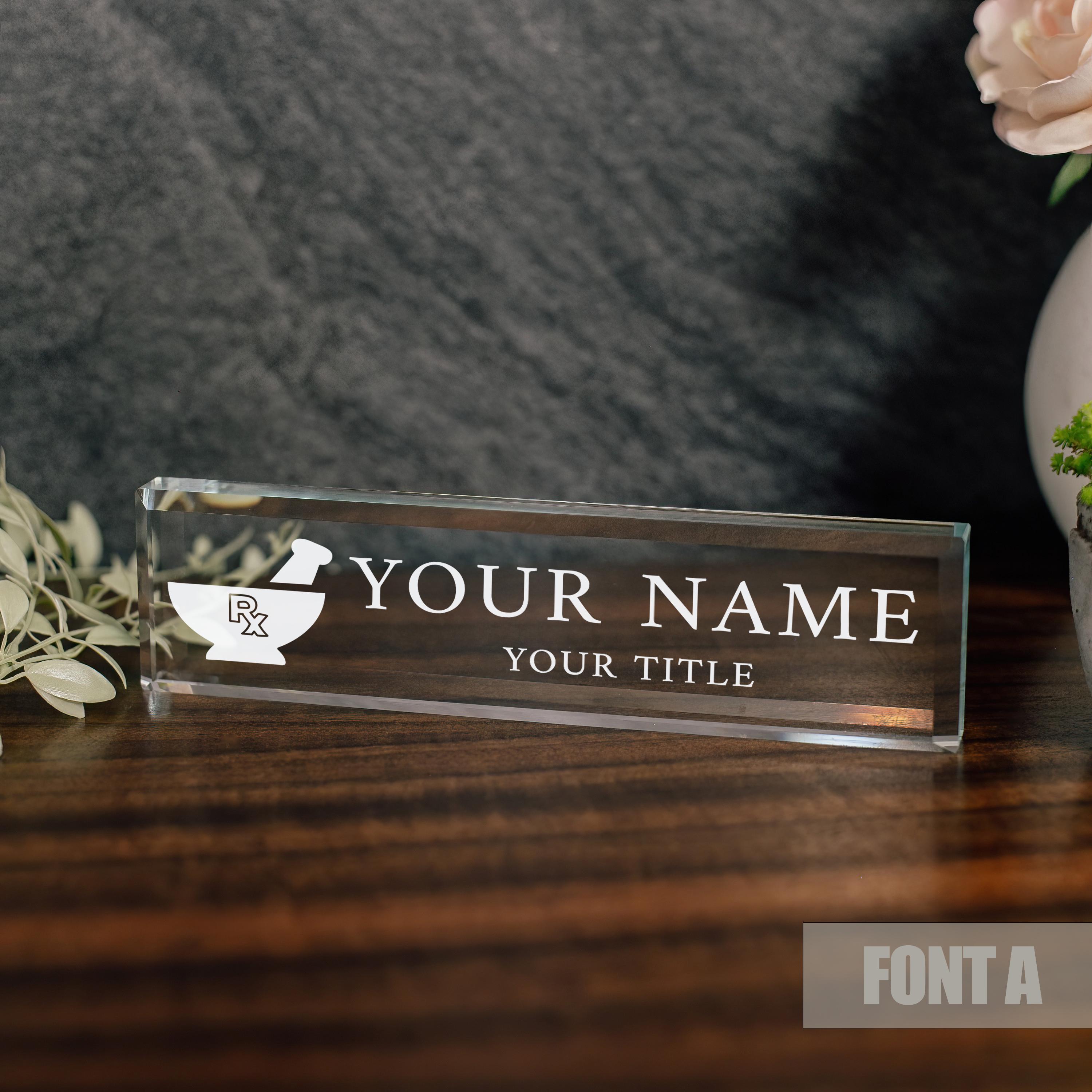 Pharmacist Glass Office Desk Name Plate, Pharmd Doctor of Pharmacy ...