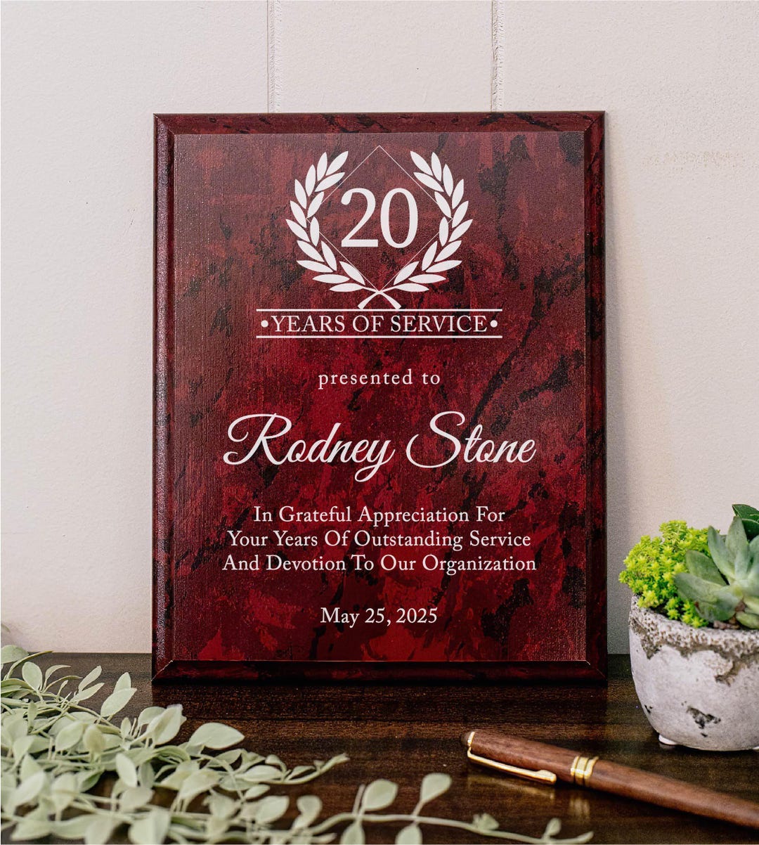 Marble Years of Service Plaque | Employee Recognition Wood Plaque ...