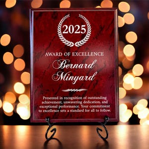 Award of Excellence Plaque | Personalized Award Plaque | Achievement ...