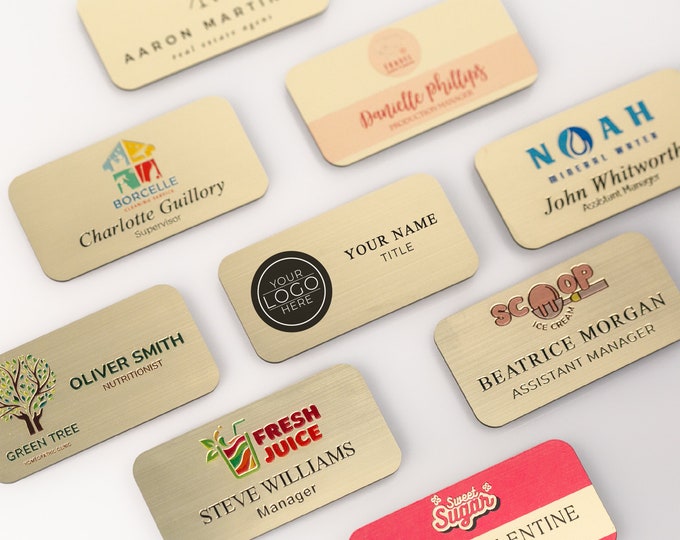 High Quality Brushed Metallic Acrylic Name Badge, Custom Business Tag W ...