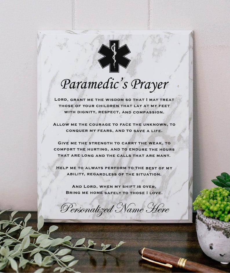 Paramedics Prayer for Emergency Medical Technician Ambulance Ambulatory ...