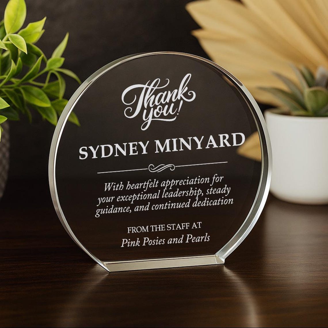 Thank You Leadership Appreciation Crystal Award – Personalized Employee ...