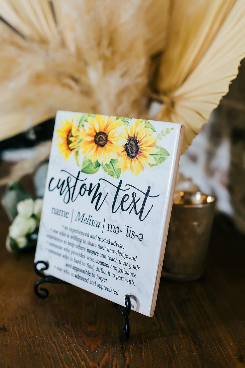 SUNFLOWERS Custom Text Mentor Tile Plaque, Thank You Mentor Sign, Boss ...