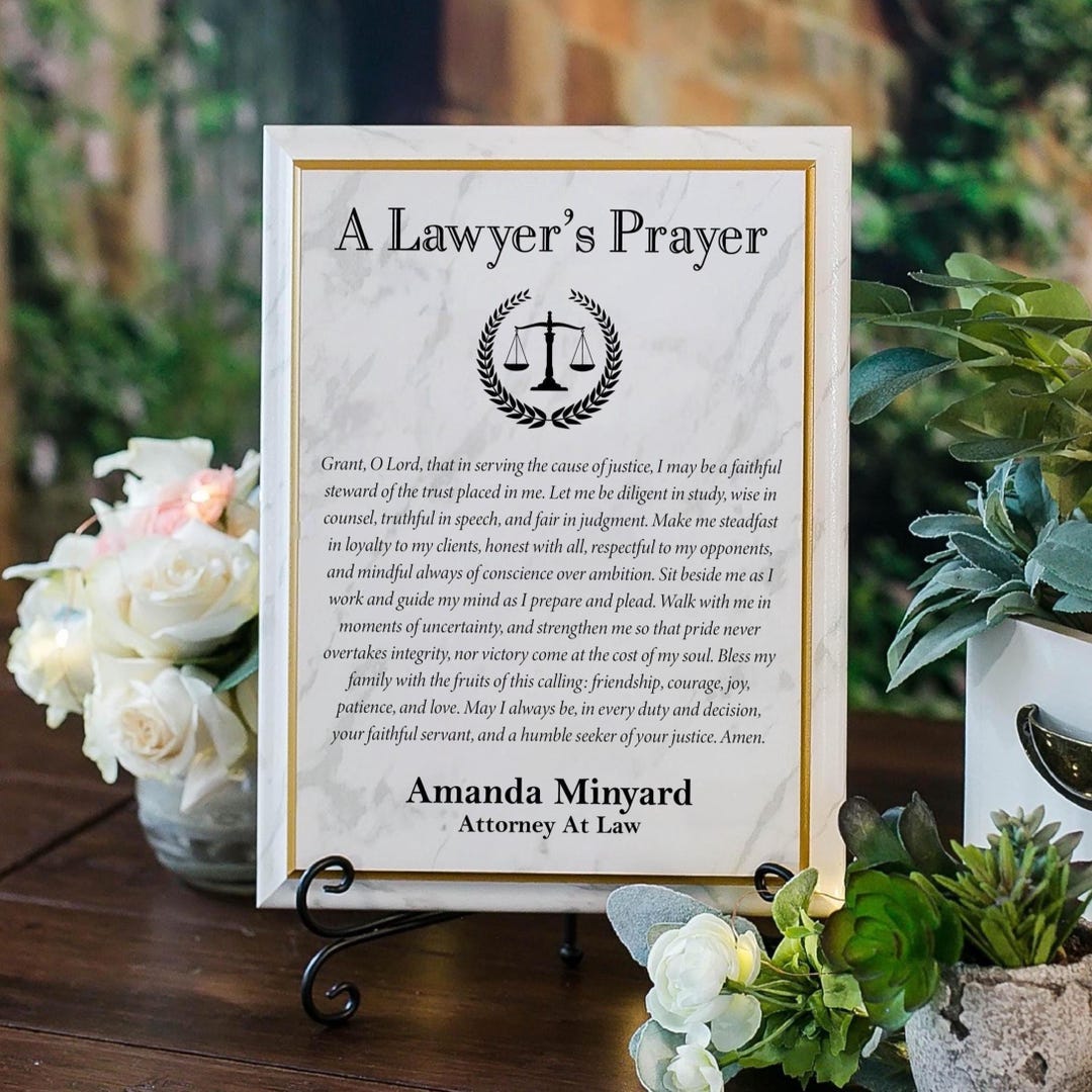 Lawyer's Prayer Plaque, Attorney Gift, Law School Graduation Gift, JD ...
