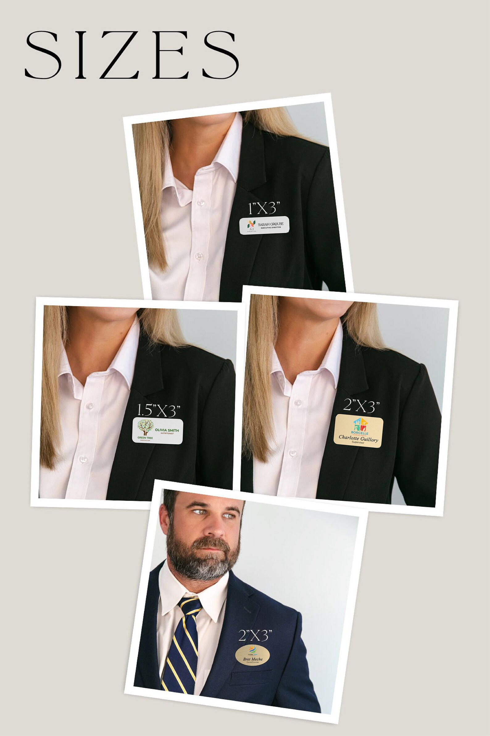 High Quality Brushed Metallic Acrylic Name Badge, Custom Business Tag W ...