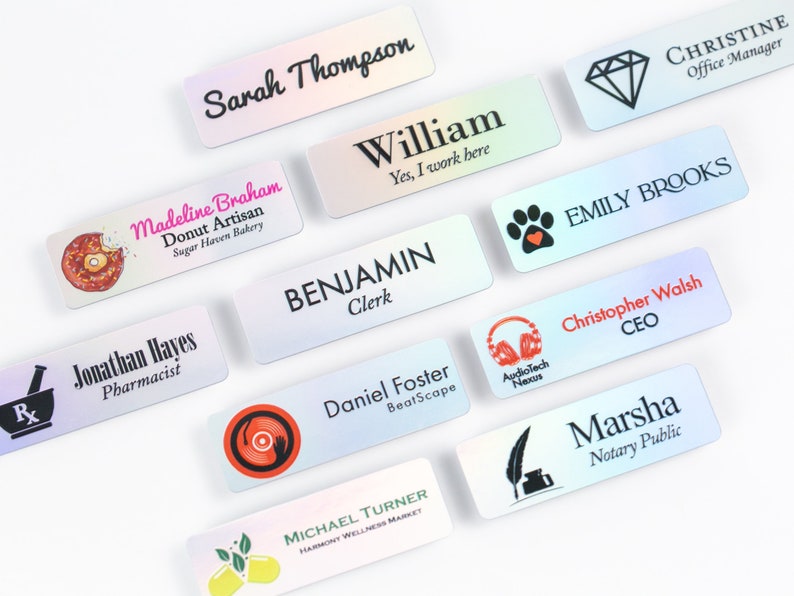 HOLOGRAPHIC Choose Your SYMBOL Name Badge Symbol, Rainbow Foil ...