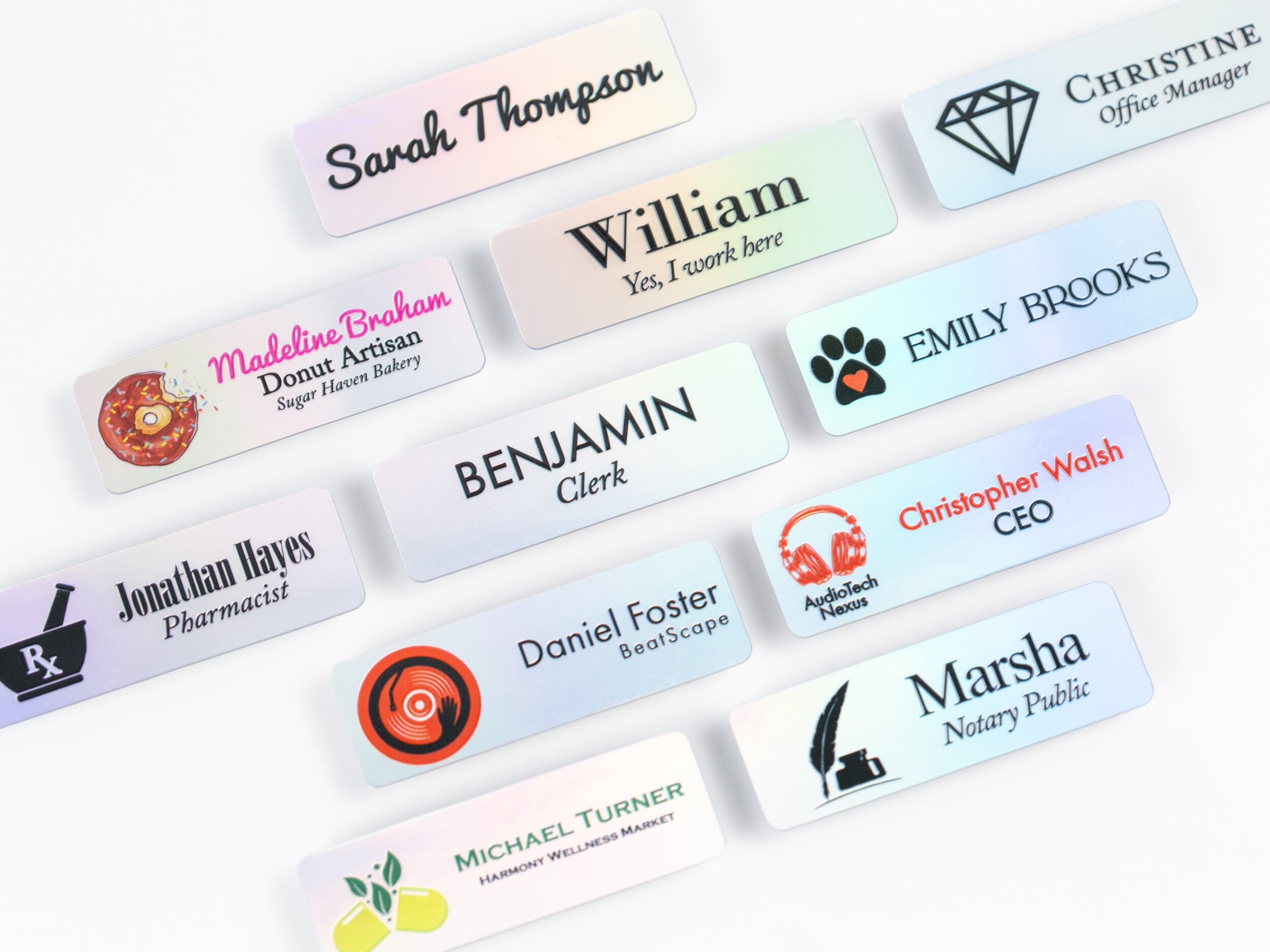 HOLOGRAPHIC Choose Your SYMBOL Name Badge Symbol, Rainbow Foil ...