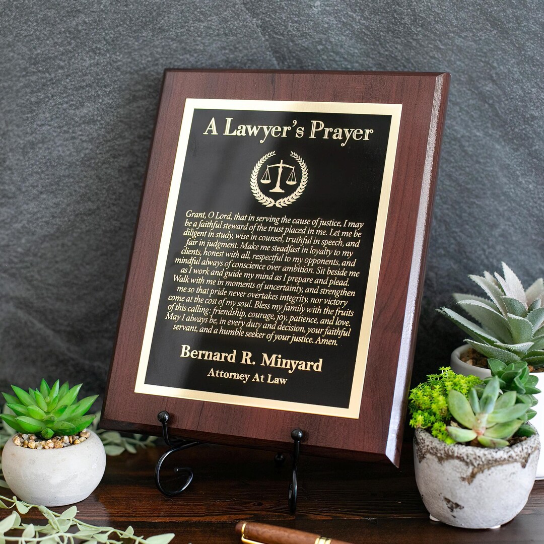 ENGRAVED Lawyer's Prayer Plaque, Law School Attorney Graduation Gift ...