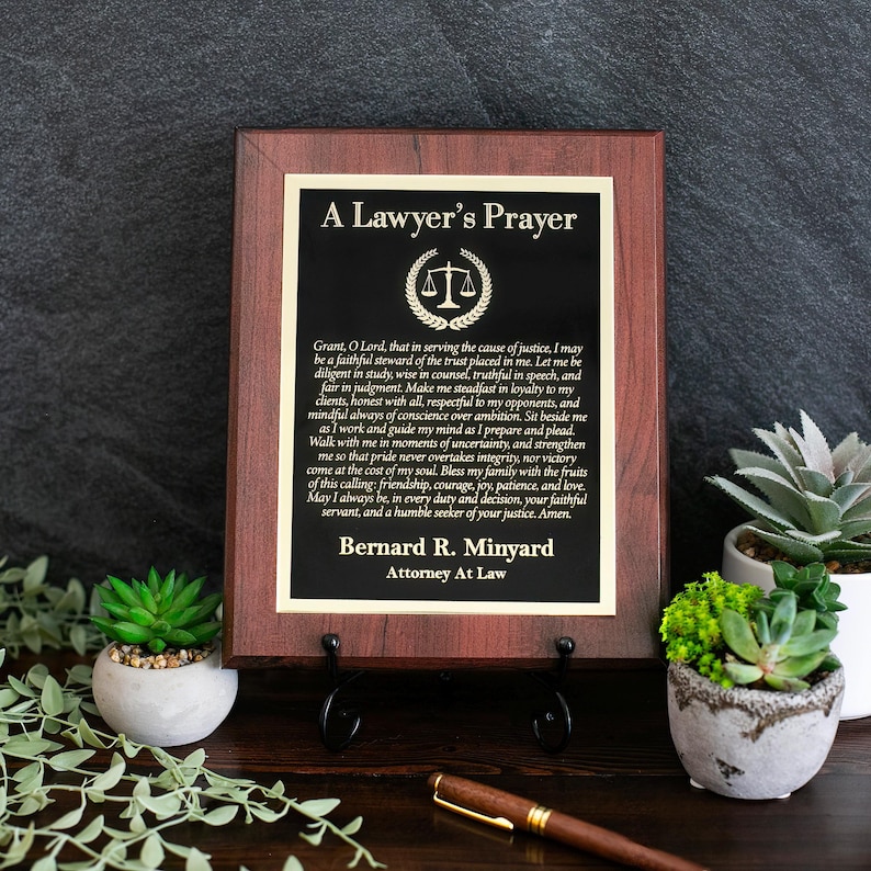 ENGRAVED Lawyer's Prayer Plaque, Law School Attorney Graduation Gift ...
