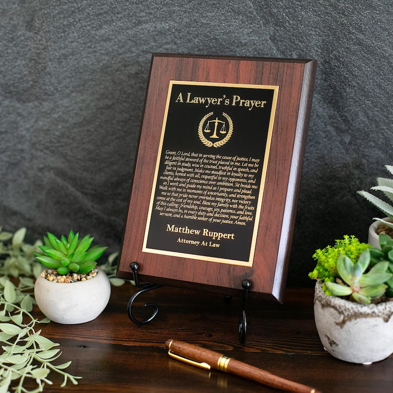 ENGRAVED Lawyer's Prayer Plaque, Law School Attorney Graduation Gift ...