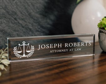 Attorney Office Desk Name Plate, Clear JD Judge Nameplate, Lawyer ...