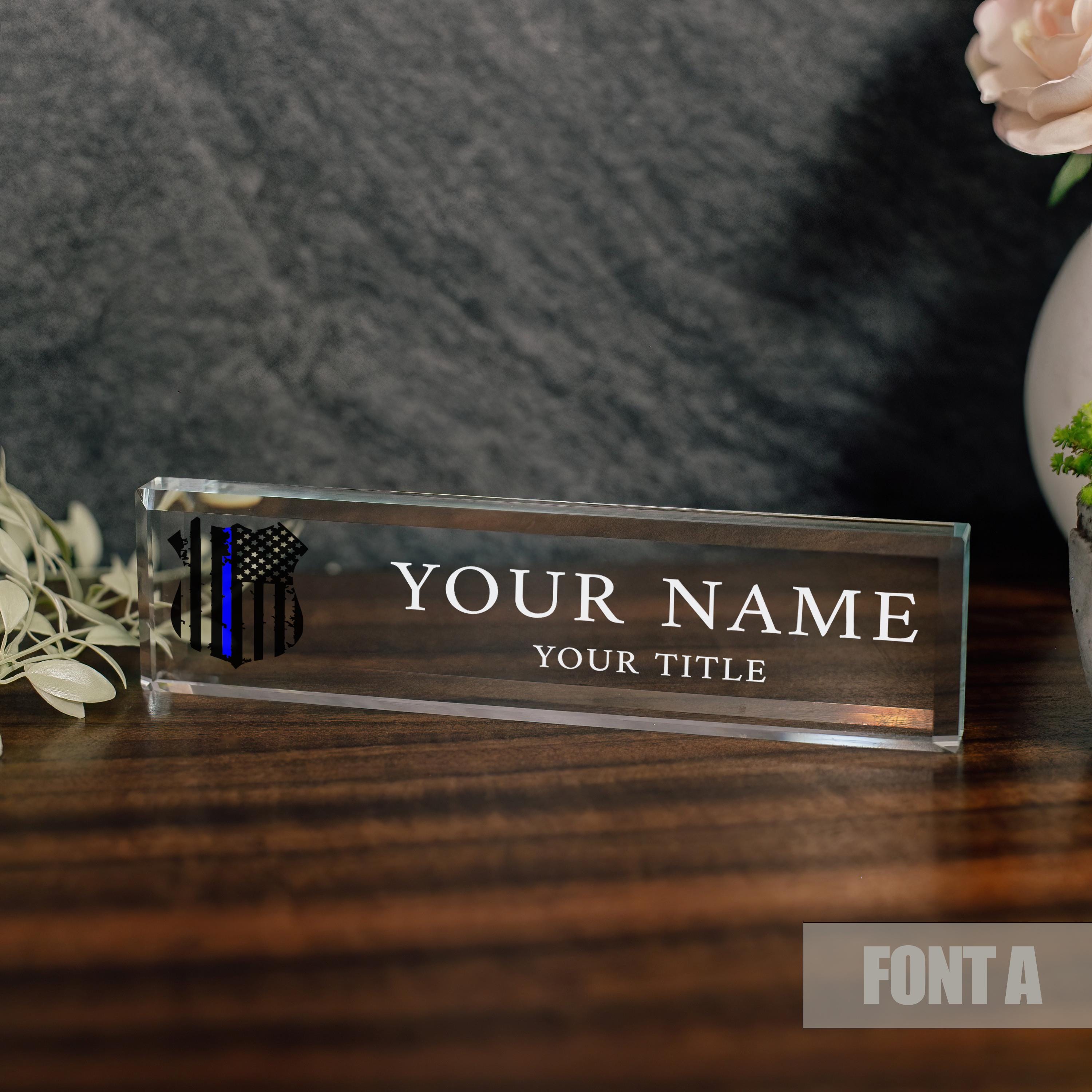 Police Officer Glass Office Desk Name Plate, Clear Chief of Police ...