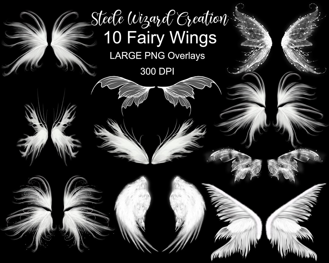 Fairy Wings Overlay, Fairy Wings PNG, Photo Composite, Wispy Wings ...