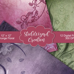 Floral Digital Paper, Botanical Flower Texture, Printable Paper ...