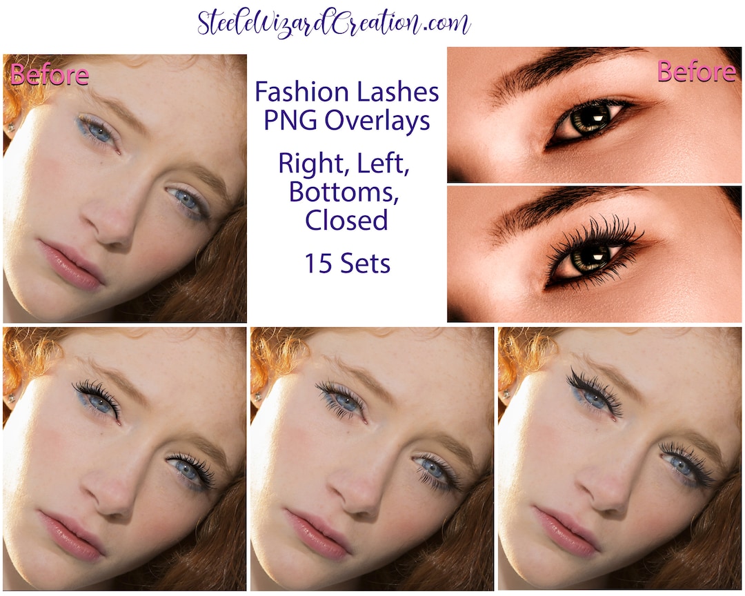 Eyelashes Overlays, Photoshop Overlays, Digital False Lashes, Digital ...
