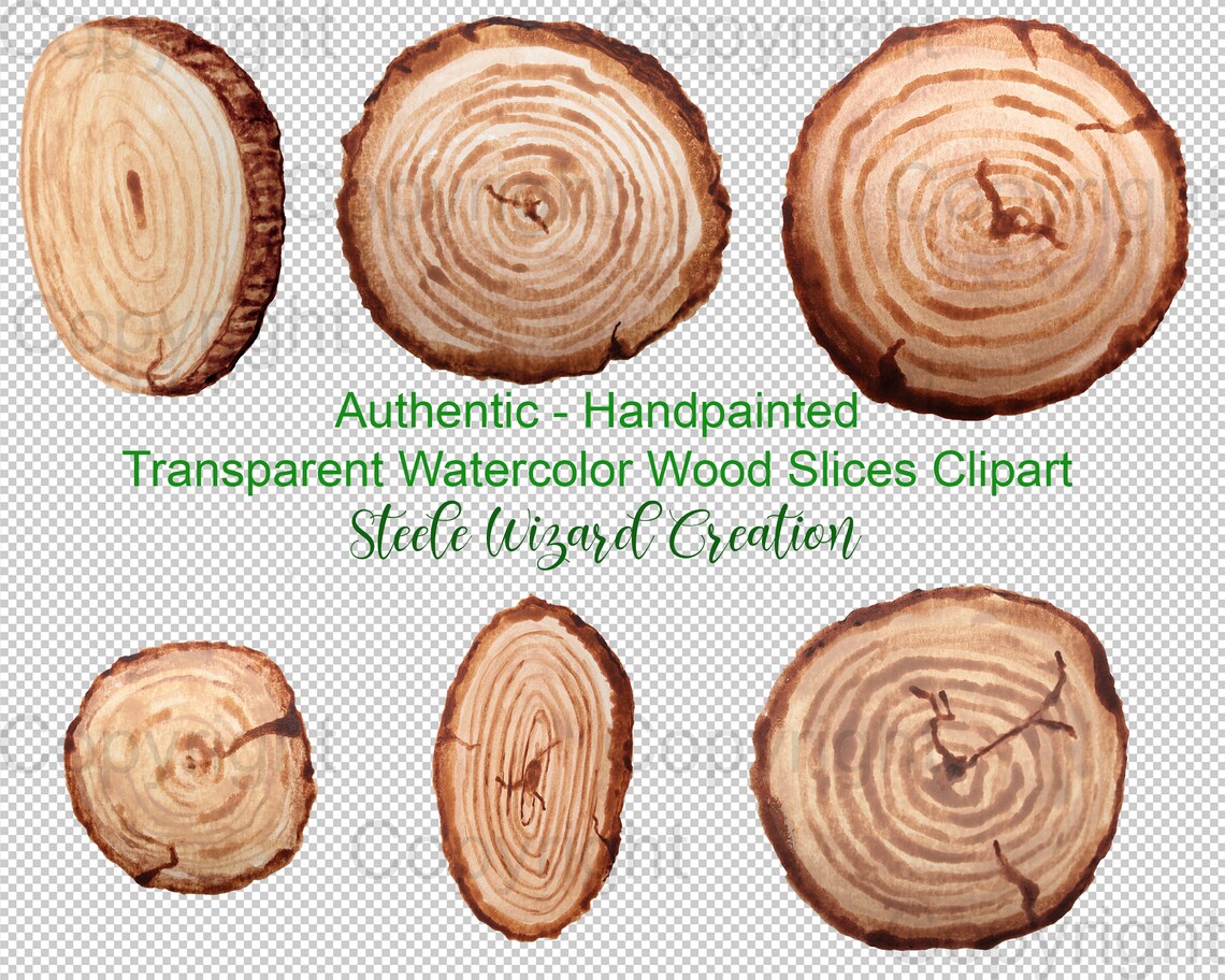 Watercolor Farmhouse Wood Slice Clipart Hand Painted - Etsy