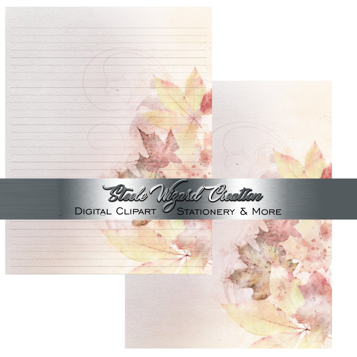 Printable Fall Leaves Paper Digital Stationery Download | Etsy