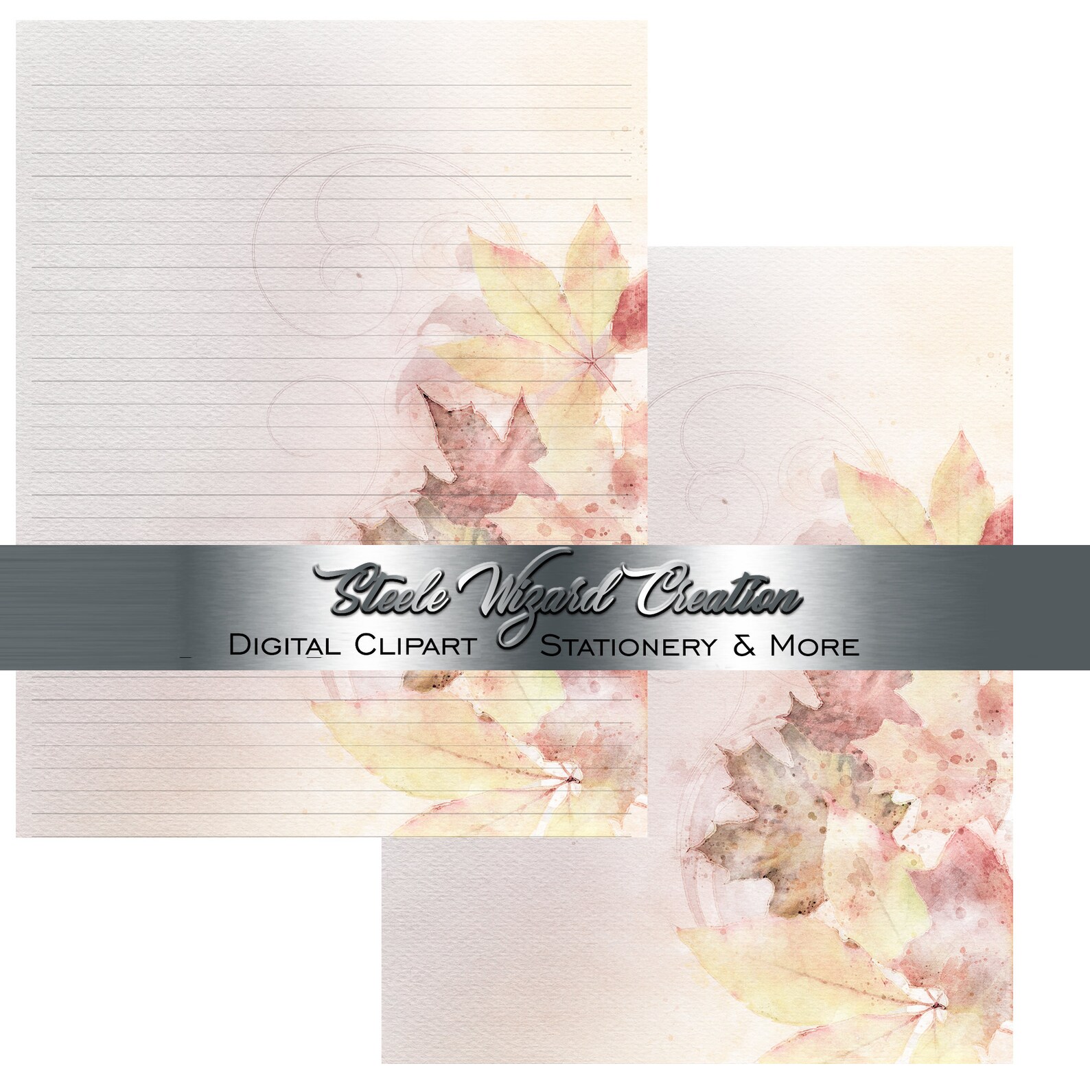 Printable Fall Leaves Paper Digital Stationery Download | Etsy