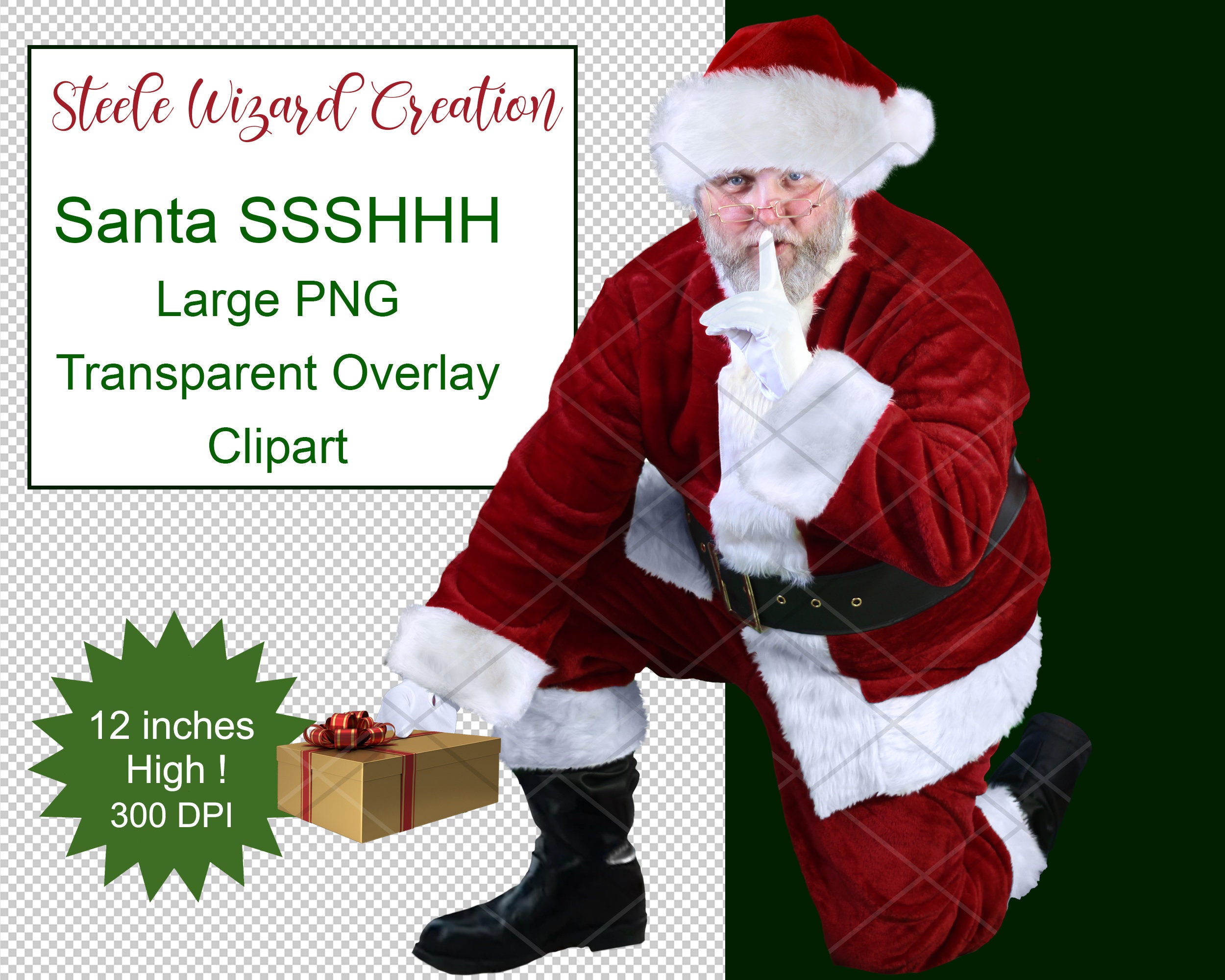 Santa Overlay Santa Clipart Secret Santa Santa PNG | Etsy