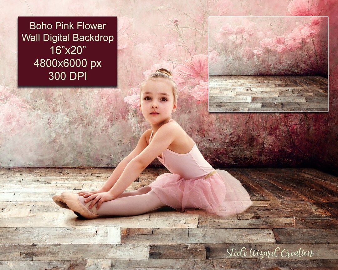 Digital Backdrop, Pink Flower Texture, Dance Background, Mockup ...