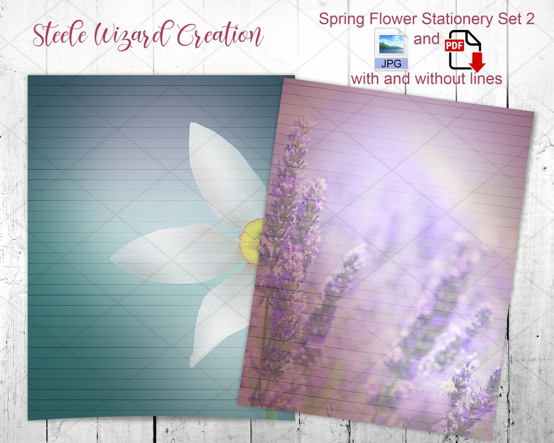 Printable Spring Flower Stationery Paper Digital Download | Etsy