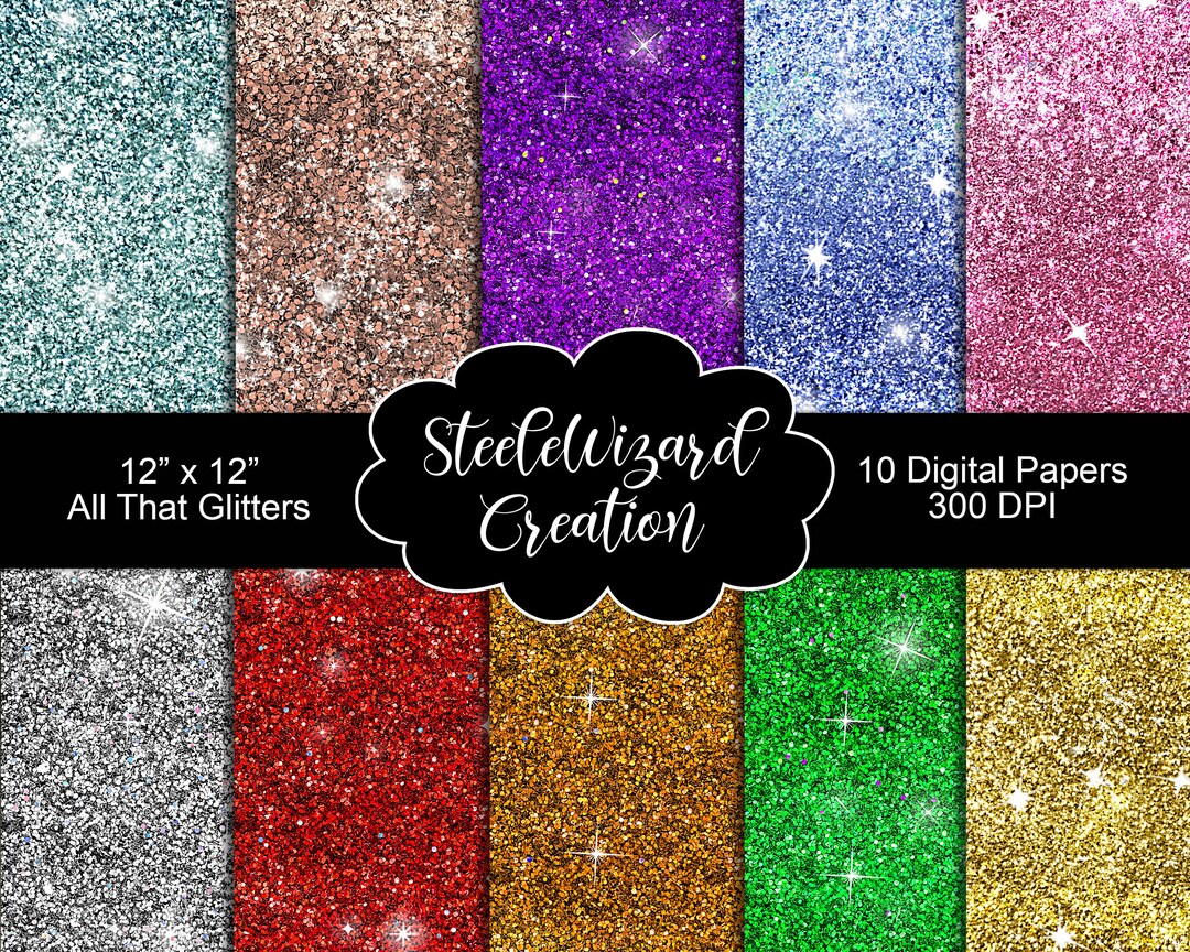 Chunky Glitter Digital Paper, Fine Glitter Paper, Planner Scrapbooking ...