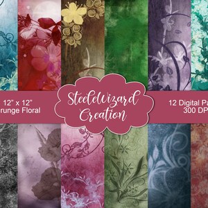 Floral Digital Paper, Botanical Flower Texture, Printable Paper ...