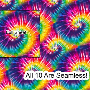 Tie Dye Digital Paper, Rainbow Seamless Tie Dye Download, Scrapbook ...