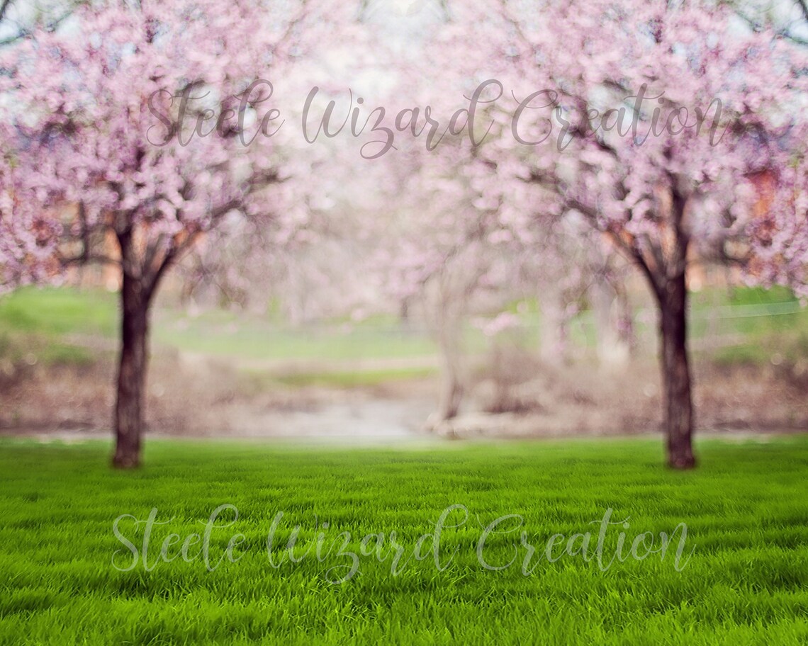 Floral Trees Digital Backdrop Spring Backdrop Pink Flower - Etsy