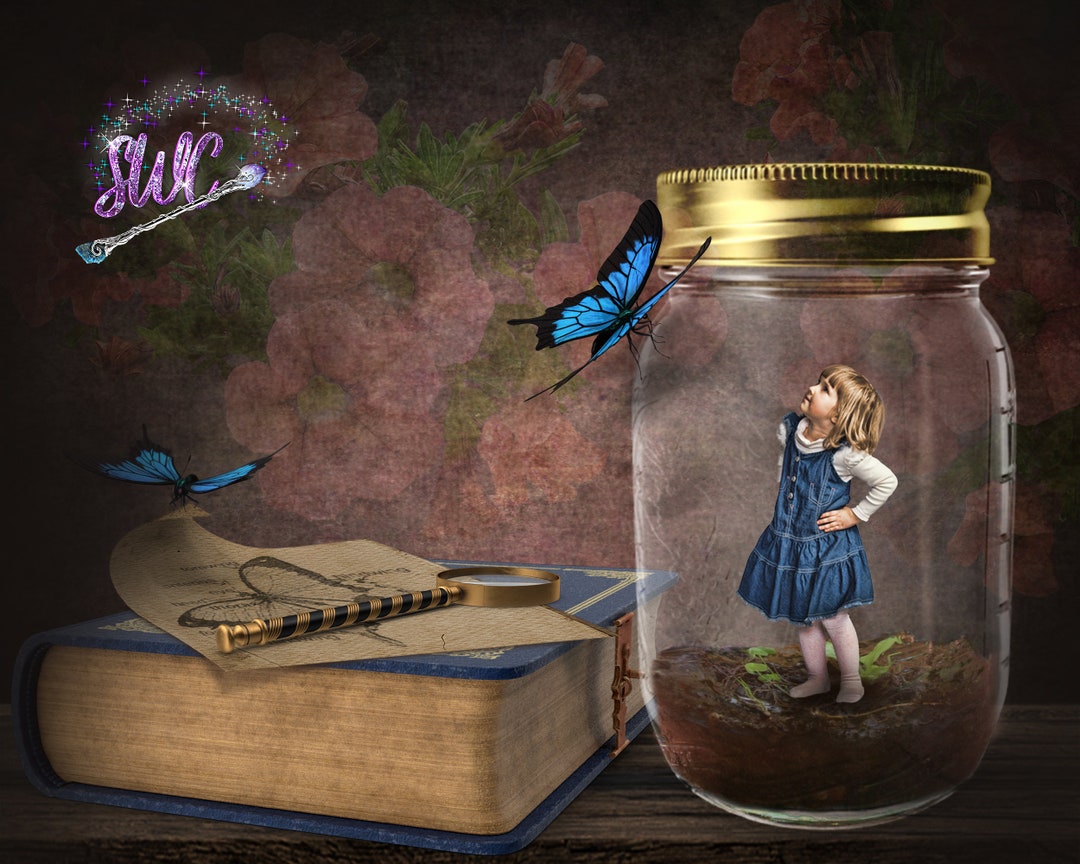 Butterfly Jar Backdrop, Digital Backdrop, Photography Background ...