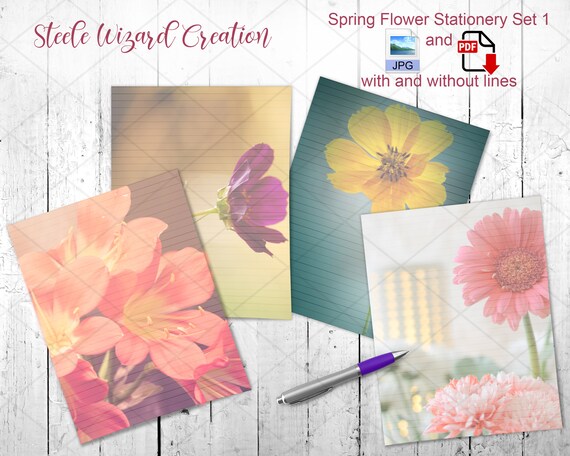 Printable Spring Flower Stationery Paper Digital Download | Etsy