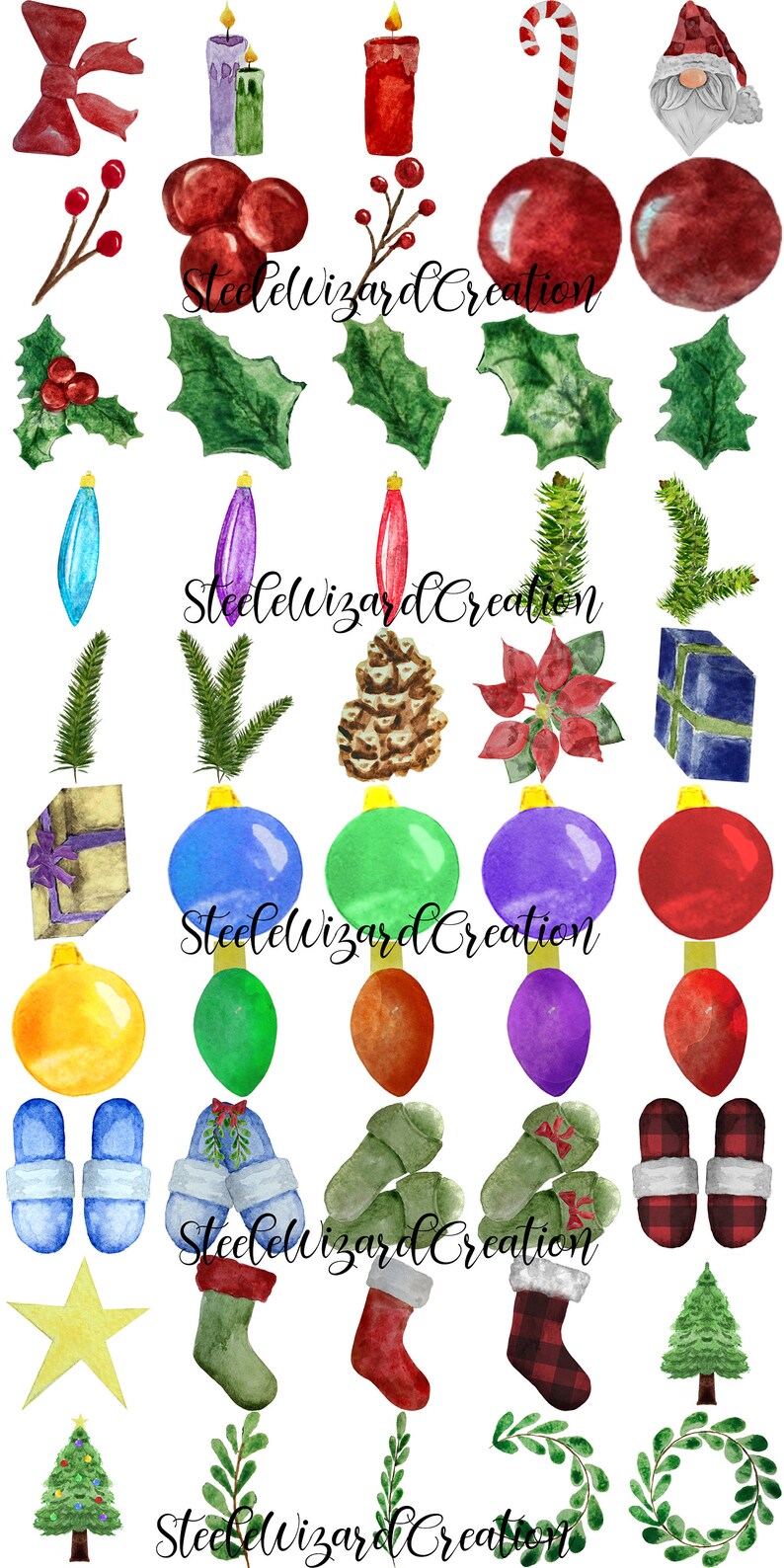 Christmas Clipart Watercolor Clipart Holiday Winter PNG - Etsy