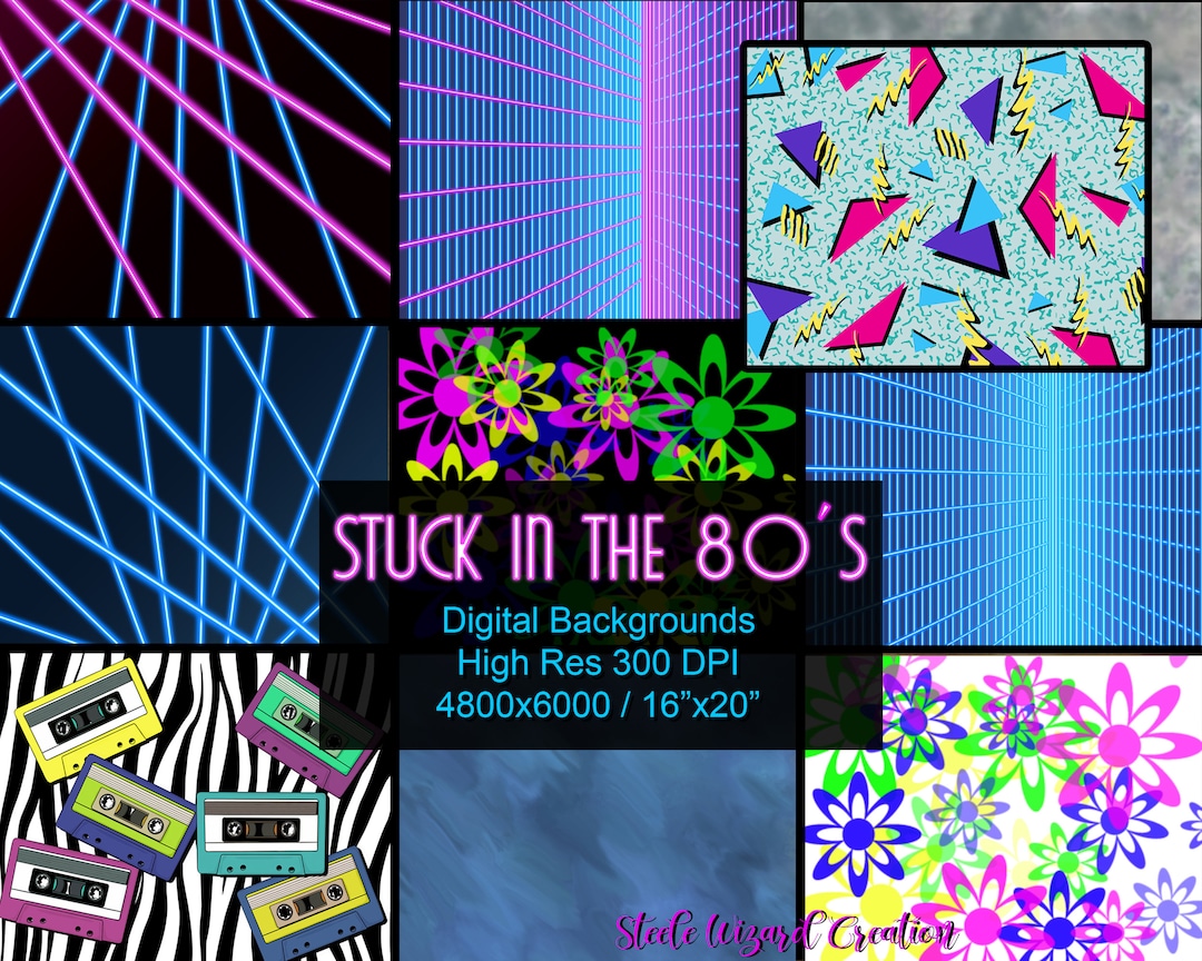80's Digital Backgrounds, Laser Beam Digital Backdrops, 80s Party ...