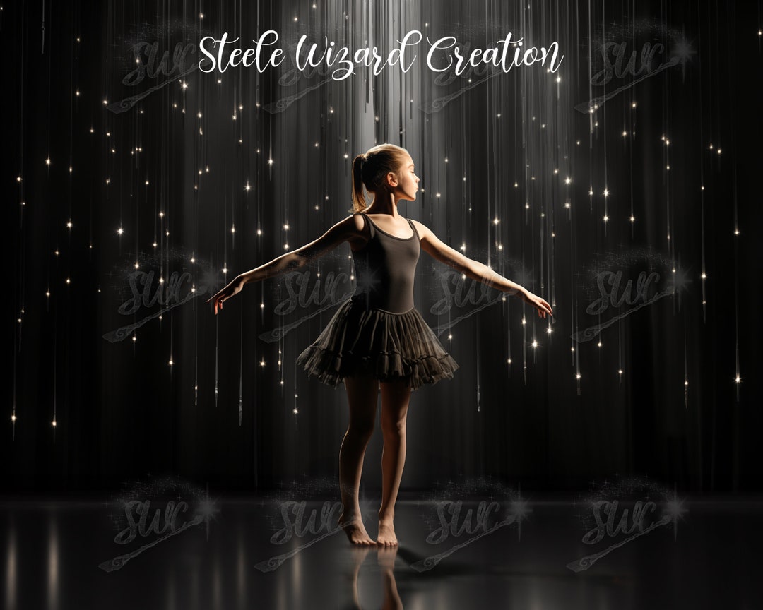 Black Digital Backdrop, Dance Background, Star Stage Background, Wall ...