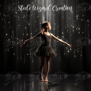 Black Digital Backdrop, Dance Background, Star Stage Background, Wall ...