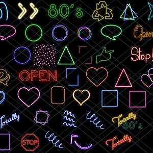 Neon Lights Shapes Overlays, Neon Photo Overlays, Holographic Effect ...