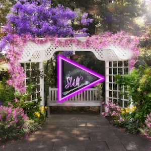 Spring Garden Backdrop, Digital Background, Spring Bench, Flower Garden ...