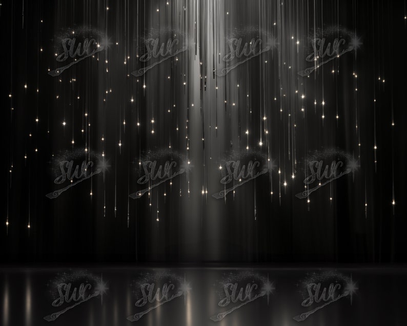Black Digital Backdrop, Dance Background, Star Stage Background, Wall ...