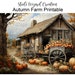 PRINTABLE Autumn Fall Scene Old Barn Wagon and Pumpkins Digital ...