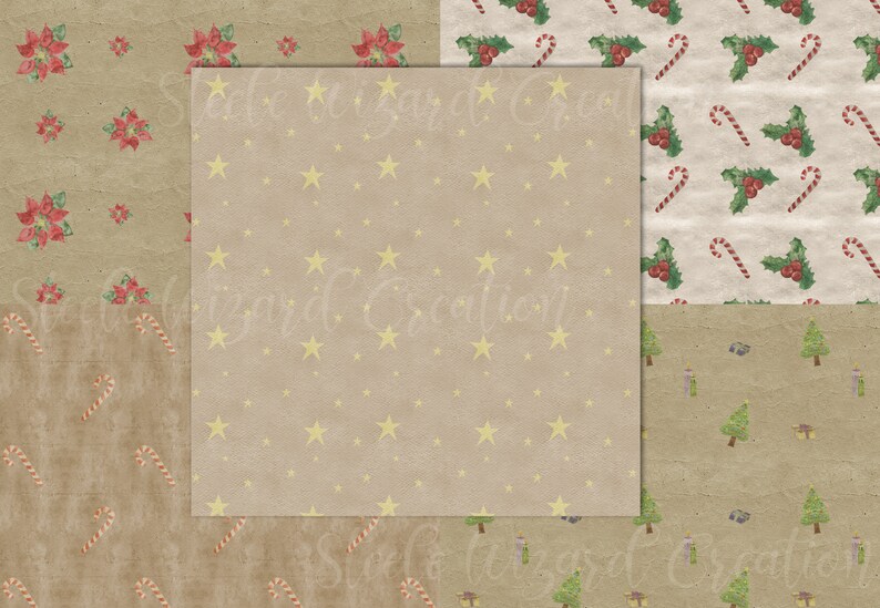 Christmas Watercolor Papers Vintage Digital Paper Pack Junk - Etsy