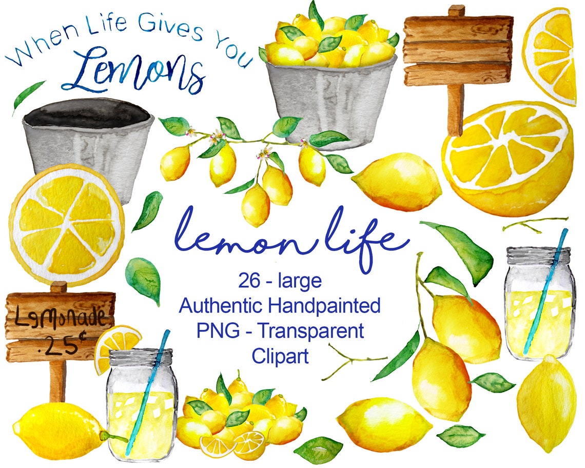 Watercolor Lemon Clipart Summer Lemons Hand Painted Fruit - Etsy