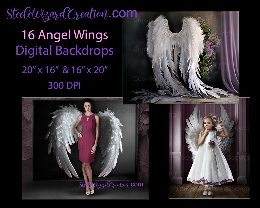 Angel Wings Digital Backdrops, Angel Wing Backgrounds, Studio Backdrops ...