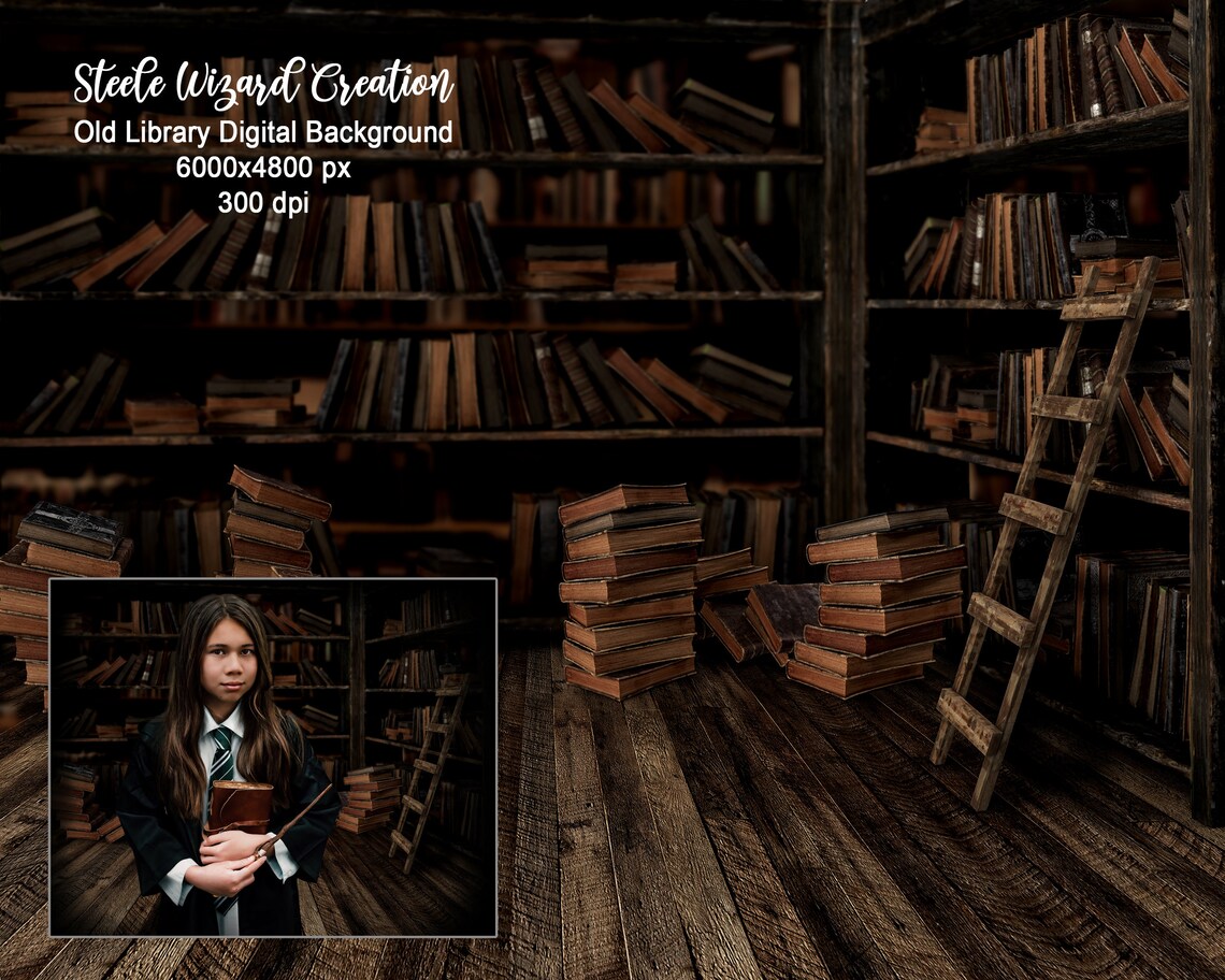 Digital Backdrop Library Background Magic Backdrop Vintage | Etsy