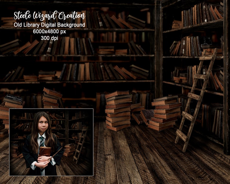 Digital Backdrop Library Background Magic Backdrop Vintage | Etsy