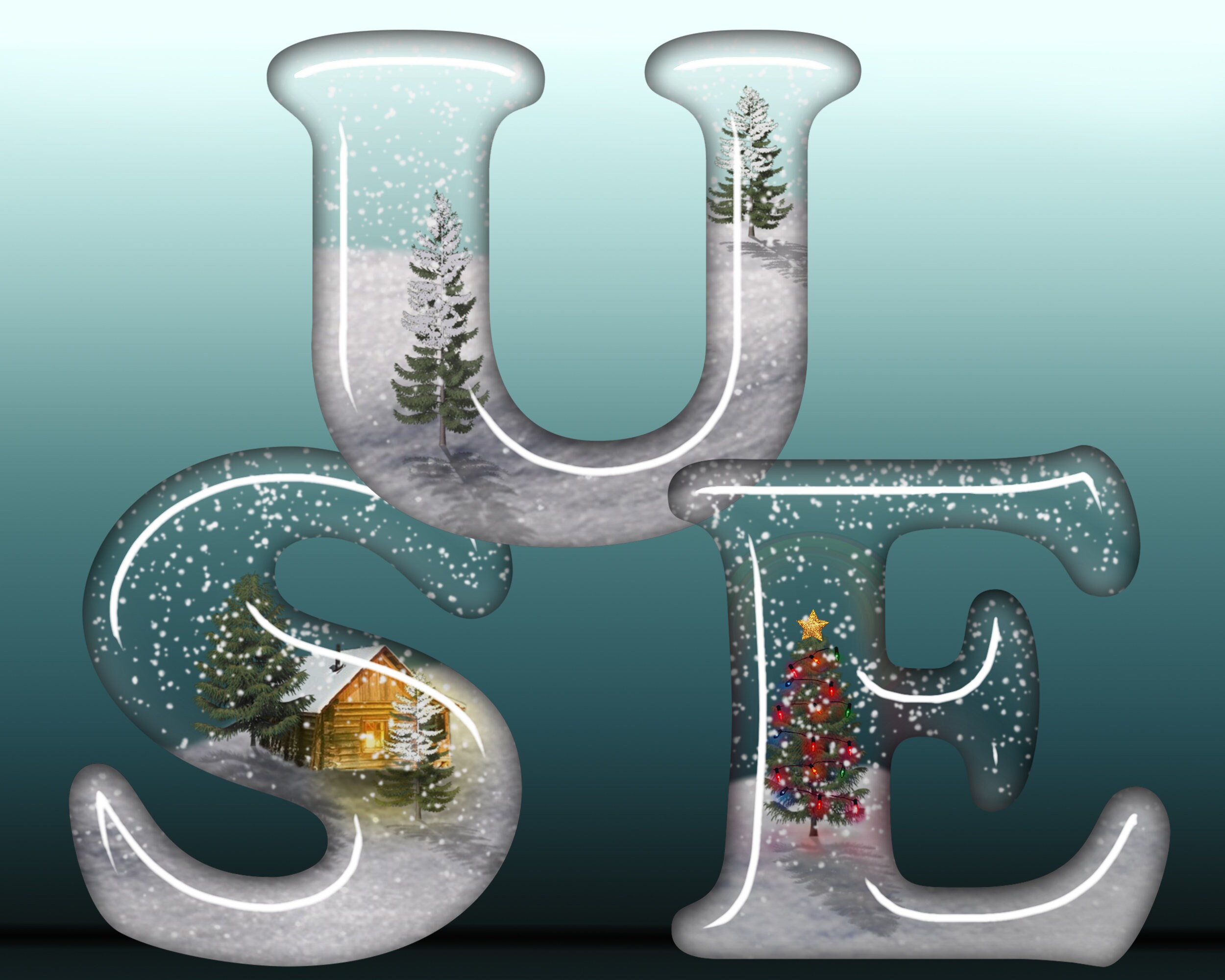 Snow Globe Alphabet Monogram Font Clipart Transparent Snow | Etsy