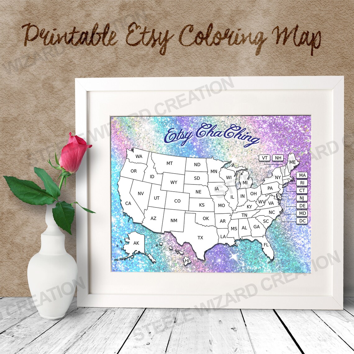 Printable Etsy Sales Map, Sales Tracker, Coloring Map, Stationery Paper ...