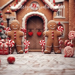 Christmas Digital Background, Gingerbread Christmas Digital Backdrop ...