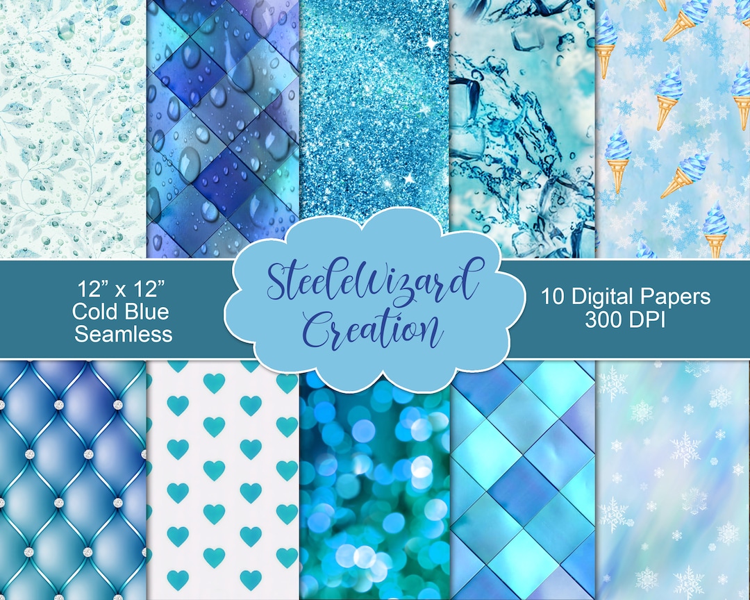 Winter Blue Digital Paper, Cold Theme Blue Seamless Download, Scrapbook ...