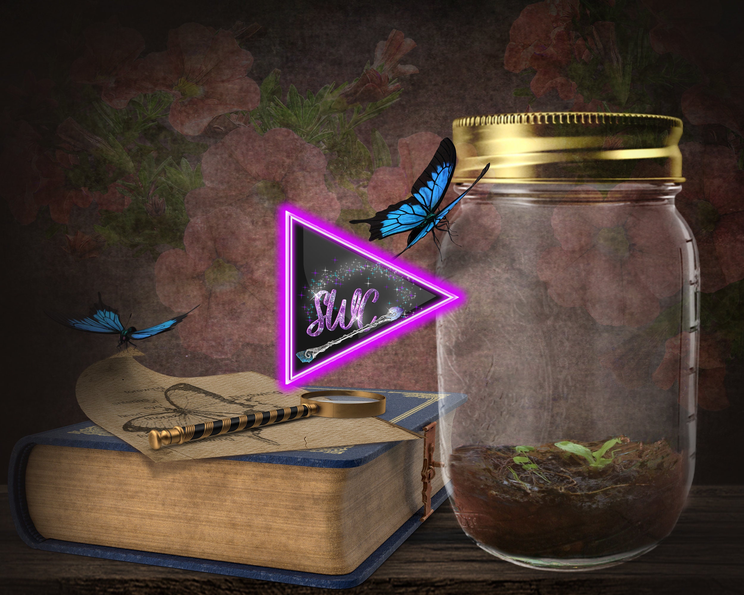 Butterfly Jar Backdrop, Digital Backdrop, Photography Background ...