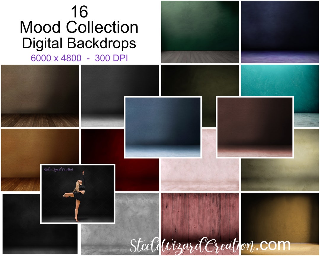 Digital Backdrops, Full Mood Set Backdrops Gray Black Pink Red Mockup ...